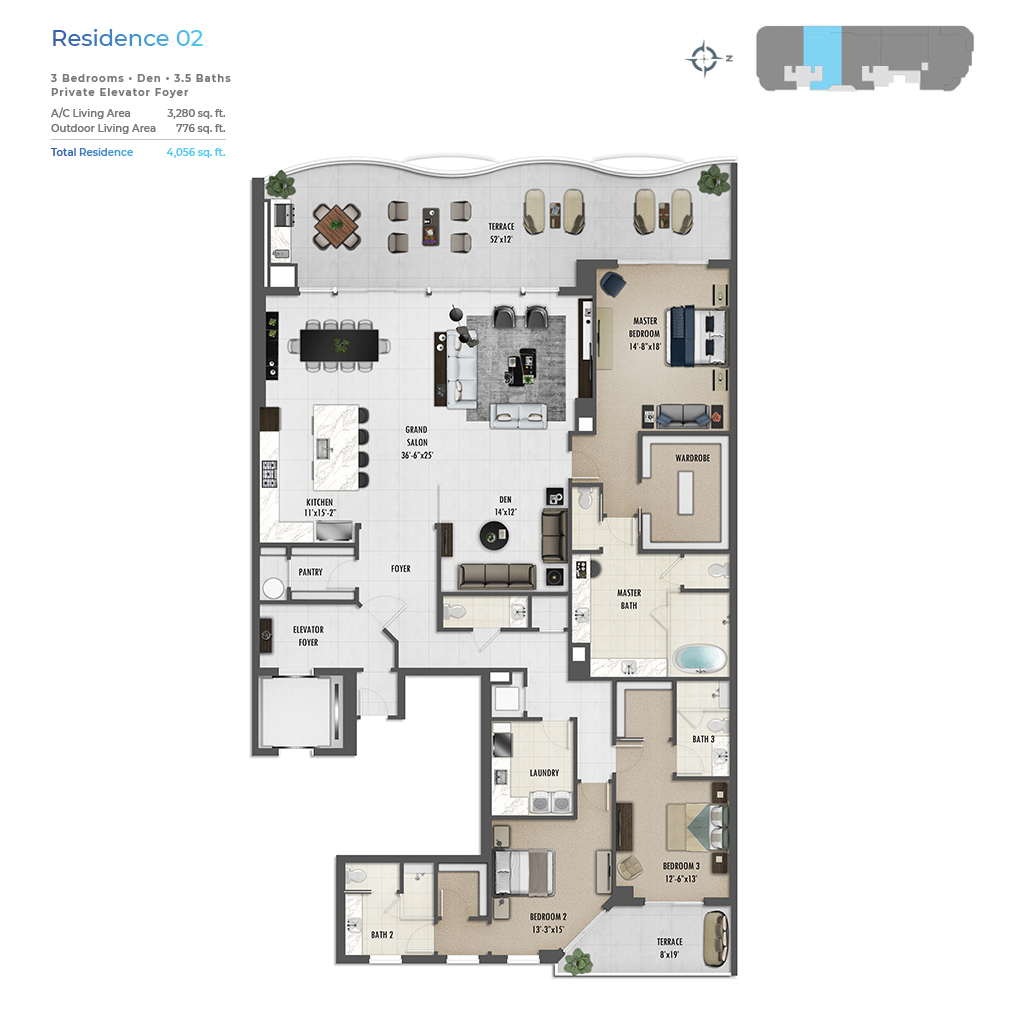 4 Bedroom | 4.5 Bath | Den | Two Terraces